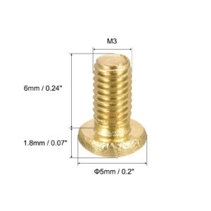 uxcell Brass Machine Screws, M3x6mm Phillips Pan Head Fastener Bolts for Furniture, Office Equipment, Electronics 36Pcs