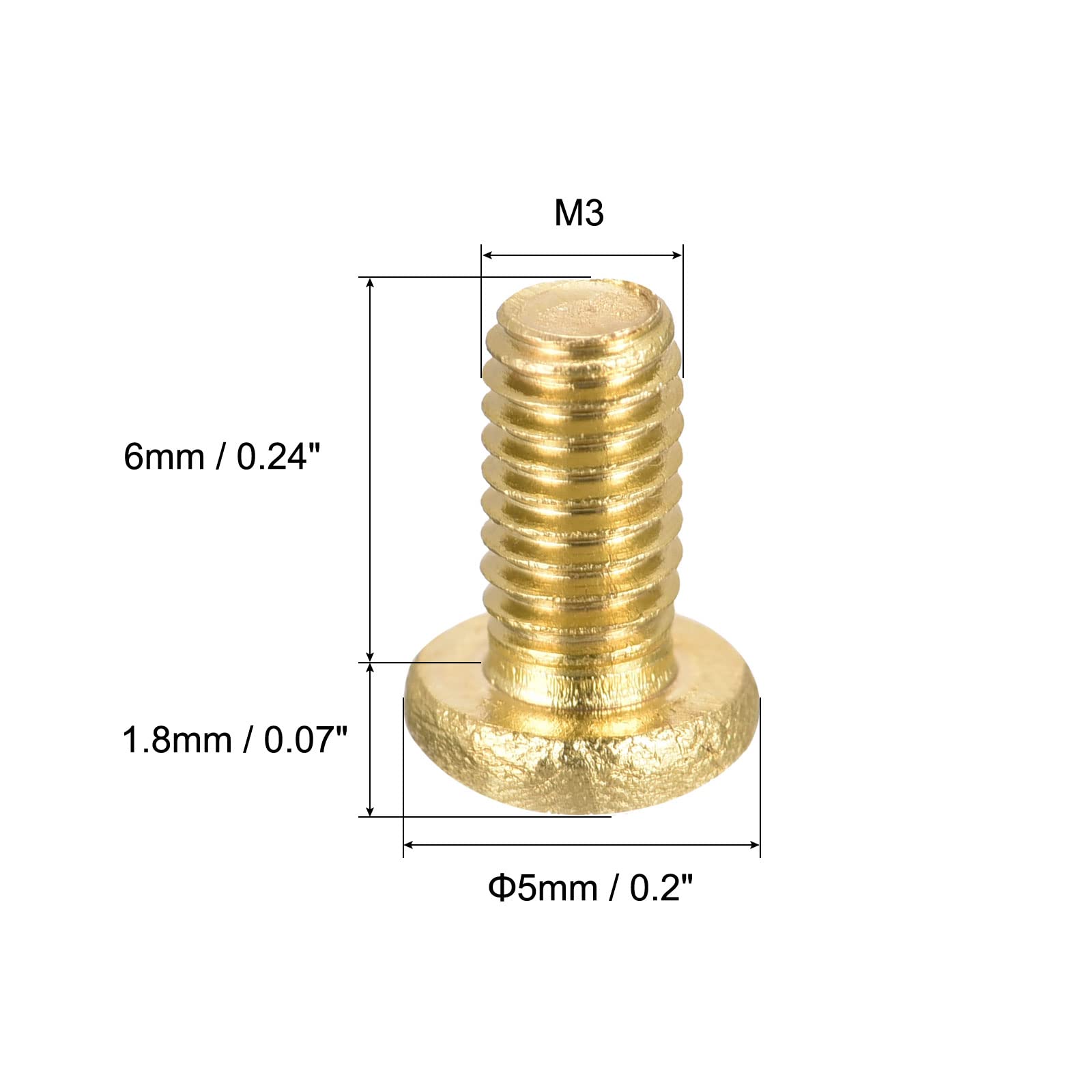 uxcell Brass Machine Screws, M3x6mm Phillips Pan Head Fastener Bolts for Furniture, Office Equipment, Electronics 36Pcs