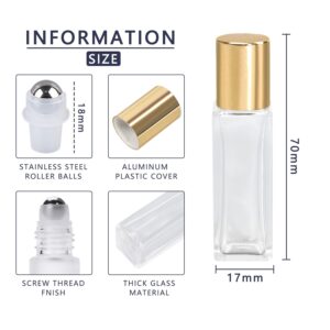 wifreo 20 PCS Essential Oil Roller Bottles, Clear Thick Glass Roller Bottles 5 ml, Roller Balls for Essential Oils, Roll on Bottles (4 Funnels, 5 Dropper, 1 Opener)