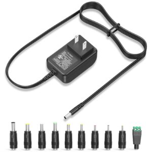 perfeidy 9v 1a 0.8a 0.5a charger 9.0v 1.0a ac adapter 9w switching power supply dc 9v 1000ma 800ma 600ma 500ma 300ma adaptor regulated transformer cord with 10 interchangeable jacks plug ul listed