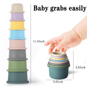 ZZYFGH Stacking Cups Toy for Baby, 8Pcs Nesting Cups with Pattern Fun Educational Montessori Gifts Cups Toys for Toddler 1-3