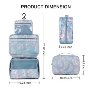 Toiletry Bag for Women, Reibeny Large Hanging Travel Toiletry Bag, Water-resistant Cosmetic Makeup Organizer for Toiletries and Cosmetics, Bathroom Shower Bag with Handle and Hook, Blue.