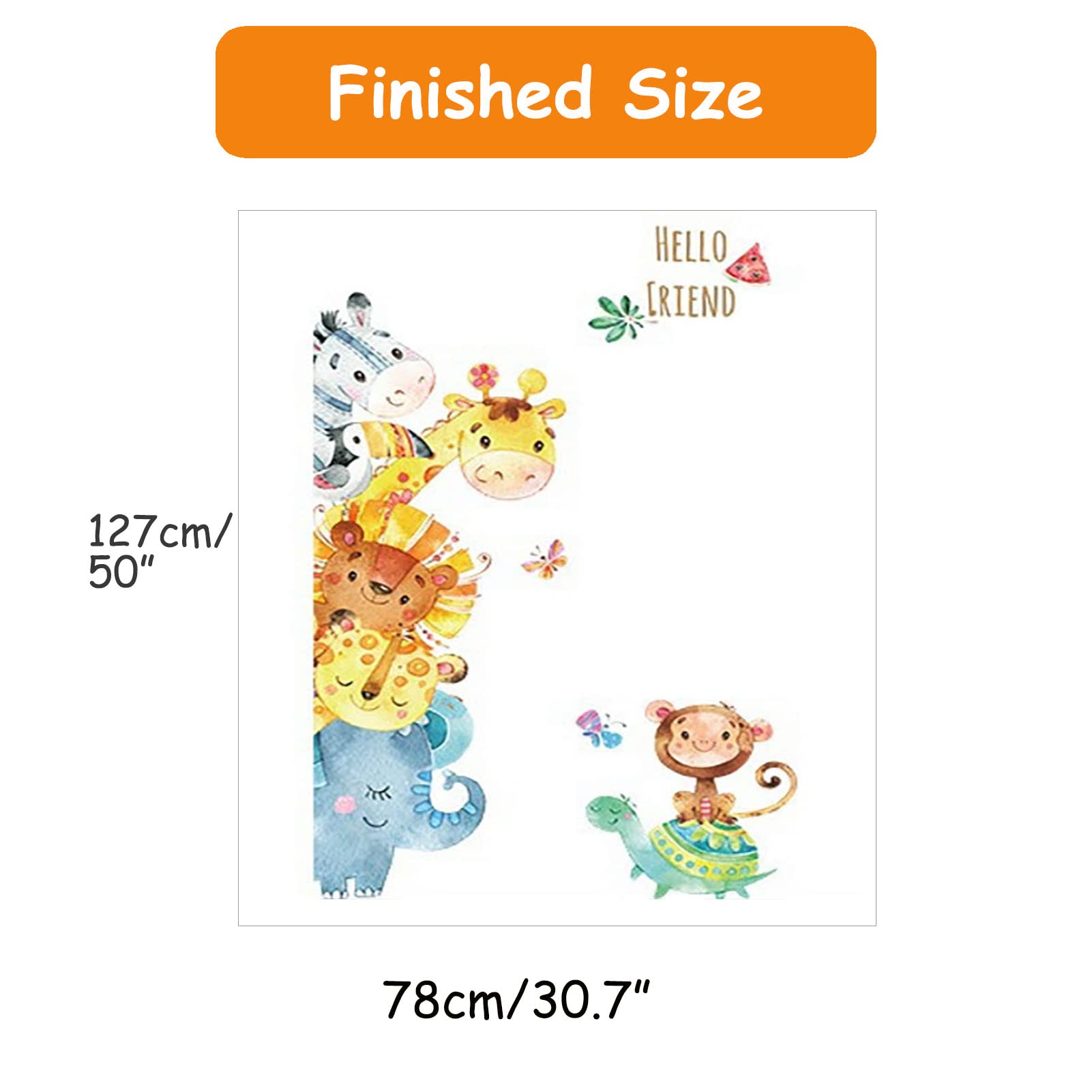 HILUCK Wall Door Stickers Decals Decoration Cartoon Cute Animals Tree Giraffe Horse Lion Elephant Turtle Monkey Deer Jungle Safari Woodland Removable For Children Boy Girl Kids Baby Bedroom Wardrobe Baby Nursery Wall Decor