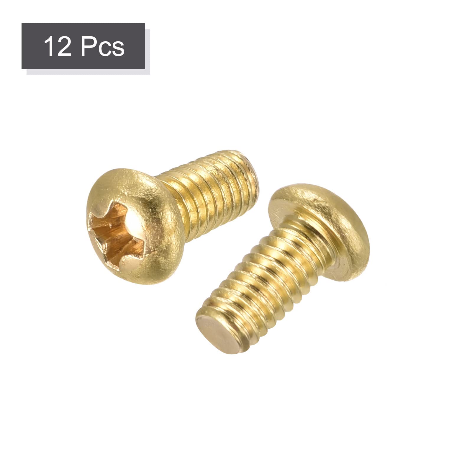 uxcell Brass Machine Screws, M4x8mm Phillips Pan Head Fastener Bolts for Furniture, Office Equipment, Electronics 12Pcs