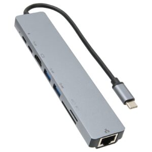 type c adapter, type c to rj45 usb3.0 usb c hd multimedia interface 8 in 1 multifunctional 87w fast charging long service life usb c hub for desktop for laptop