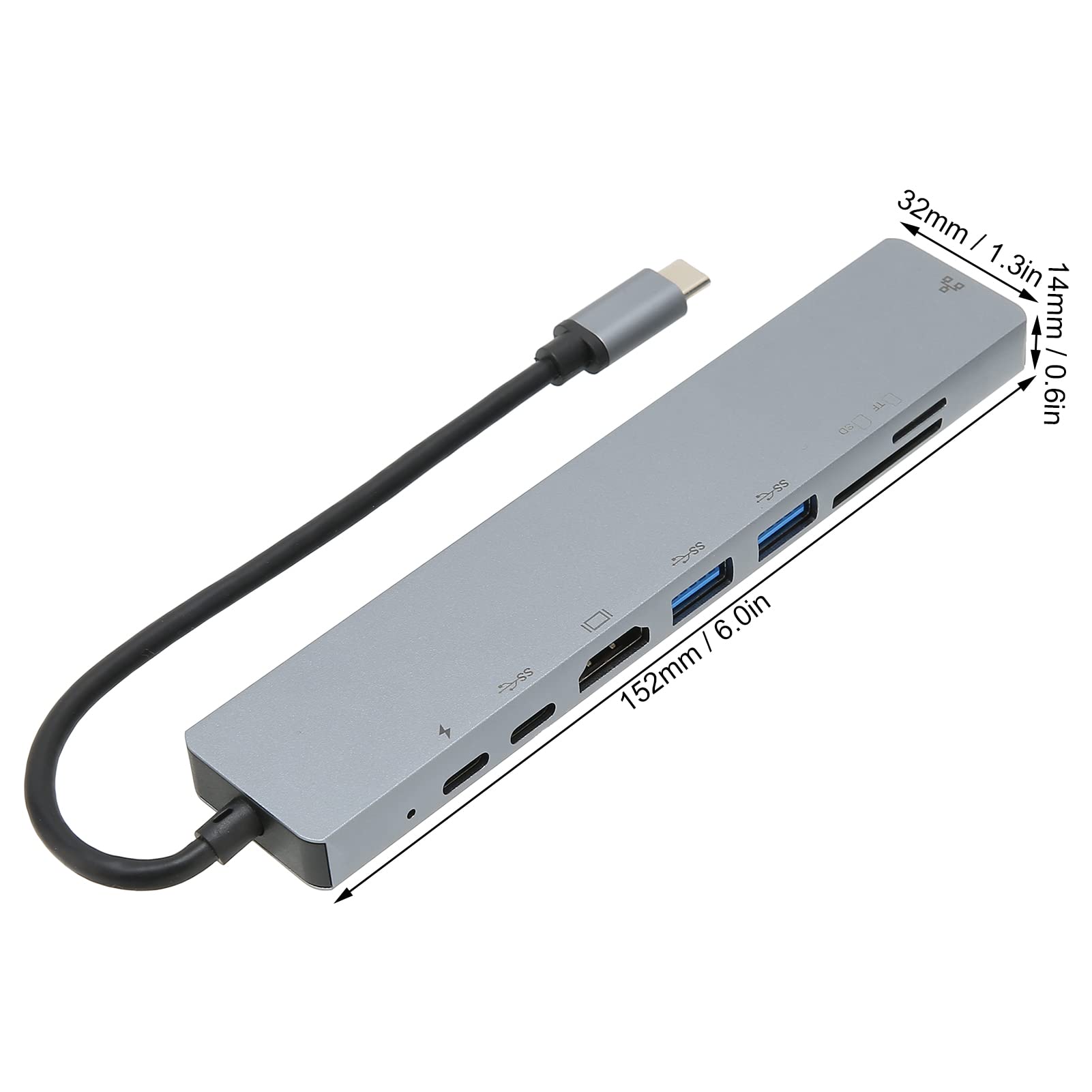 Type C Adapter, Type C to RJ45 USB3.0 USB C HD Multimedia Interface 8 in 1 Multifunctional 87W Fast Charging Long Service Life USB C Hub for Desktop for Laptop