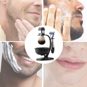 Men's Shaving Kit Gift Set, DanNuo Luxury Wet Shaving Kit Safety Manual Razor Soft Shaving Brush Alloy Soap Bowl with Shaving Holder Stand for Men/Friend/Father/Brother