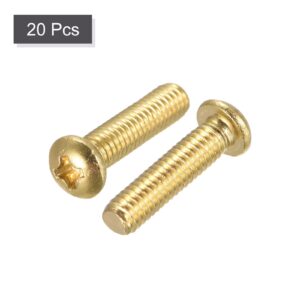 uxcell Brass Machine Screws, M4x16mm Phillips Pan Head Fastener Bolts for Furniture, Office Equipment, Electronics 20Pcs