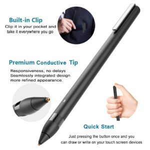 Active Stylus Pen for iPad, Android, iOS, Stylus Pen for iPad/iPad Pro/Air/Mini/iPhone/Cellphone/Samsung/Tablet Writing & Drawing Pencils, 1.4mm Fine Point Rechargeable Digital Tablets Pen (Bk)