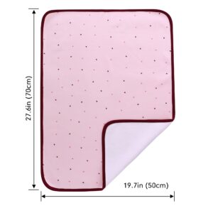 2Pcs Diaper Changing Pad Soft Cotton Waterproof Baby Changing Pad Liners Portable Changing Mat (L, Red)