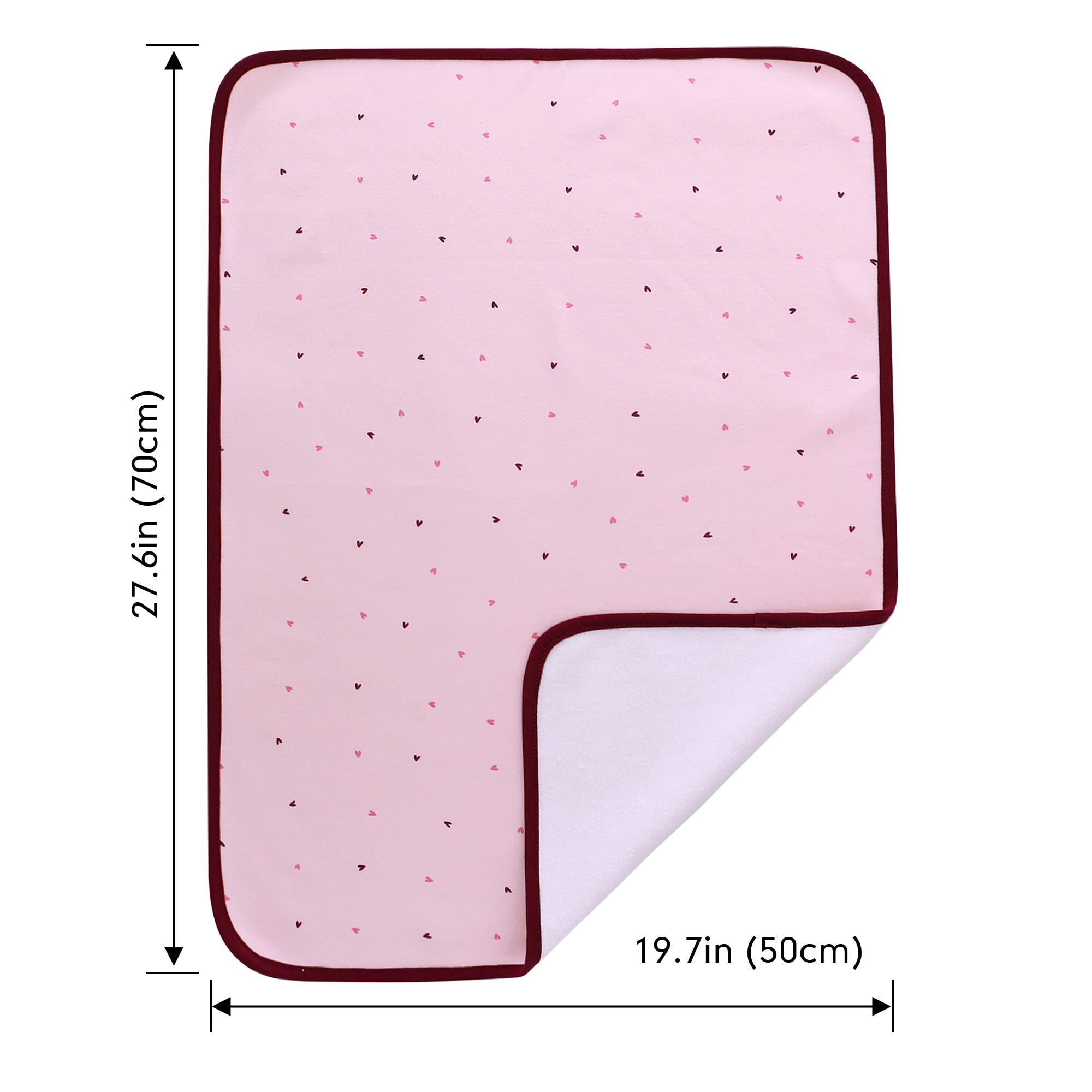 2Pcs Diaper Changing Pad Soft Cotton Waterproof Baby Changing Pad Liners Portable Changing Mat (L, Red)