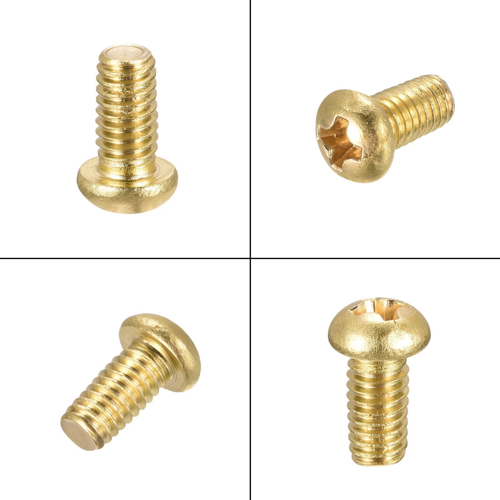 uxcell Brass Machine Screws, M4x8mm Phillips Pan Head Fastener Bolts for Furniture, Office Equipment, Electronics 12Pcs