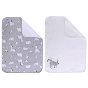 2Pcs Diaper Changing Pad Soft Cotton Waterproof Baby Changing Pad Liners Portable Changing Mat (L, White)