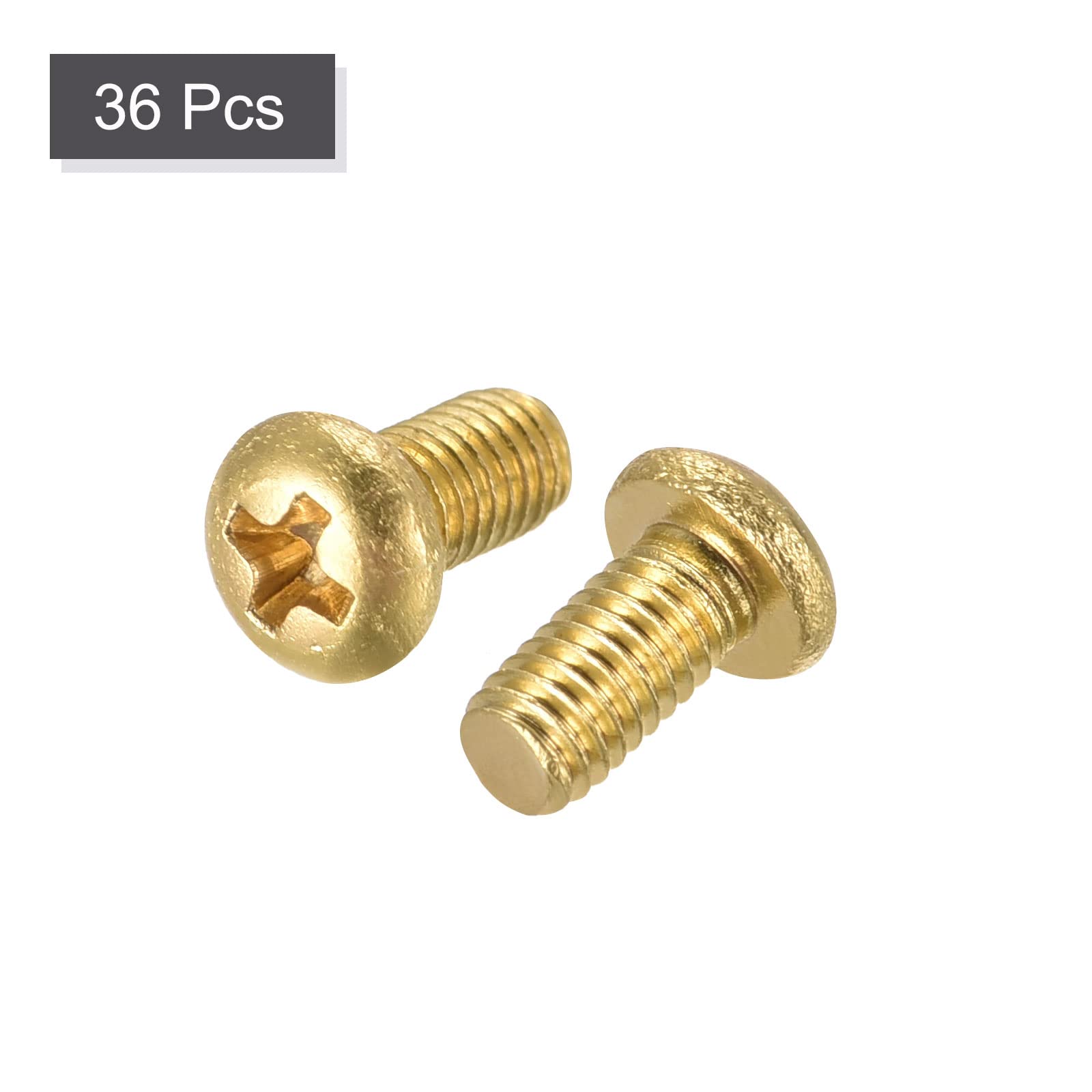 uxcell Brass Machine Screws, M3x6mm Phillips Pan Head Fastener Bolts for Furniture, Office Equipment, Electronics 36Pcs