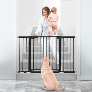 sycyh baby gate for stairs and doorways 29.93" to 51.5" extra wide safety baby gate with door, auto-close safety pet dog gates for the house