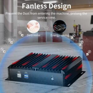 msecore Fanless Industrial PC, Mini Computer with Core i5-4200U, 16G RAM 512G SSD, Dual NIC, 2*COM RS232, Support 4G Module/SIM, Wi-Fi, 1*HDMI 1*VGA, Windows 10 Pro