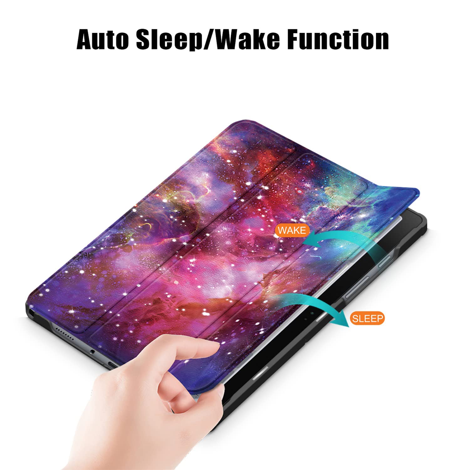 DETUOSI Slim Case for Samsung Galaxy Tab A8 10.5" 2022 (SM-X200/X205/X207), Galaxy Tab A8 10.5 inch Tablet Cover, Auto Sleep/Wake, Tri-fold Folio Flip Leather Book Cover Shell Magnetic Stand Milky way