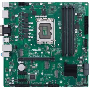 asus pro b660m-c d4-csm lga 1700(intel 12th gen) micro-atx commercial motherboard (pcie 4.0, ddr4,2xm.2 slots,front usb 3.2 type-c,tpm 2.0 ic onboard,mono-out header(with amp ic), smbus header,acce)