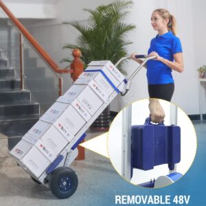 XSTO ZW7170EC Electric Stair Climbing & Foldable Aluminum Hand Truck with Retractable 4th Wheel Attachment and Pneumatic Wheels - 375LBS Capacity Stair Climbing Hand Truck Dolly for Furniture Moving