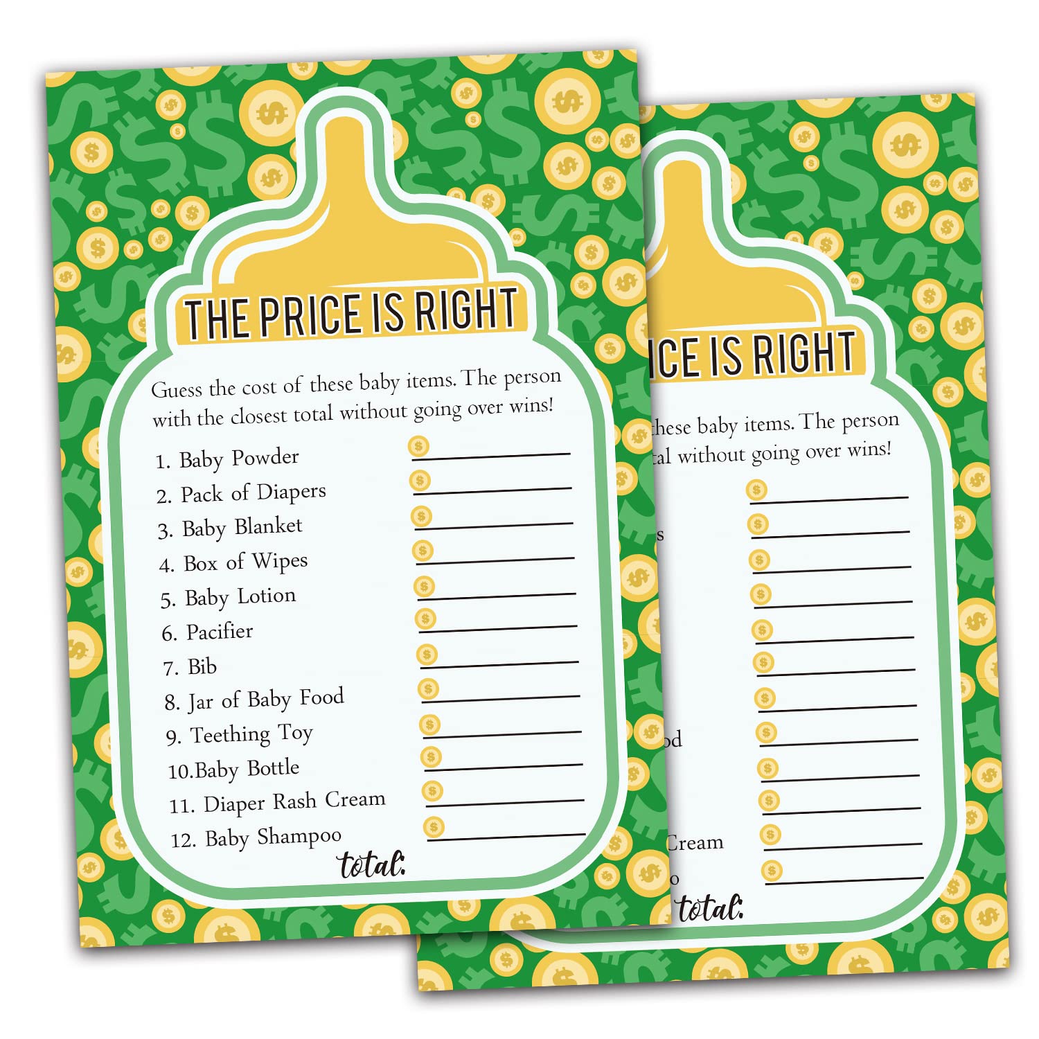 Price Is Right Baby Shower Game - Fun Baby Shower Game - Guess If The Price Is Right Baby Shower Game Ideas For Boys, Girls, or Gender Neutral-Set of 50.