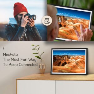 NexFoto Large 14 Inch Smart 3K Digital Picture Frame 32GB, 2.4GHz/5GHz Dual-Band Digital Photo Frame with IPS Touch Screen, Instantly Share Photos Videos via App or Email, Gift for Grandparents