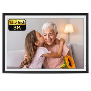 nexfoto large 14 inch smart 3k digital picture frame 32gb, 2.4ghz/5ghz dual-band digital photo frame with ips touch screen, instantly share photos videos via app or email, gift for grandparents