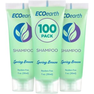 ecoearth travel size hotel shampoo (1 fl oz, 100 pack, spring breeze), delight your guests with revitalizing and refreshing shampoo for guest hospitality, small size luxury shampoo in bulk