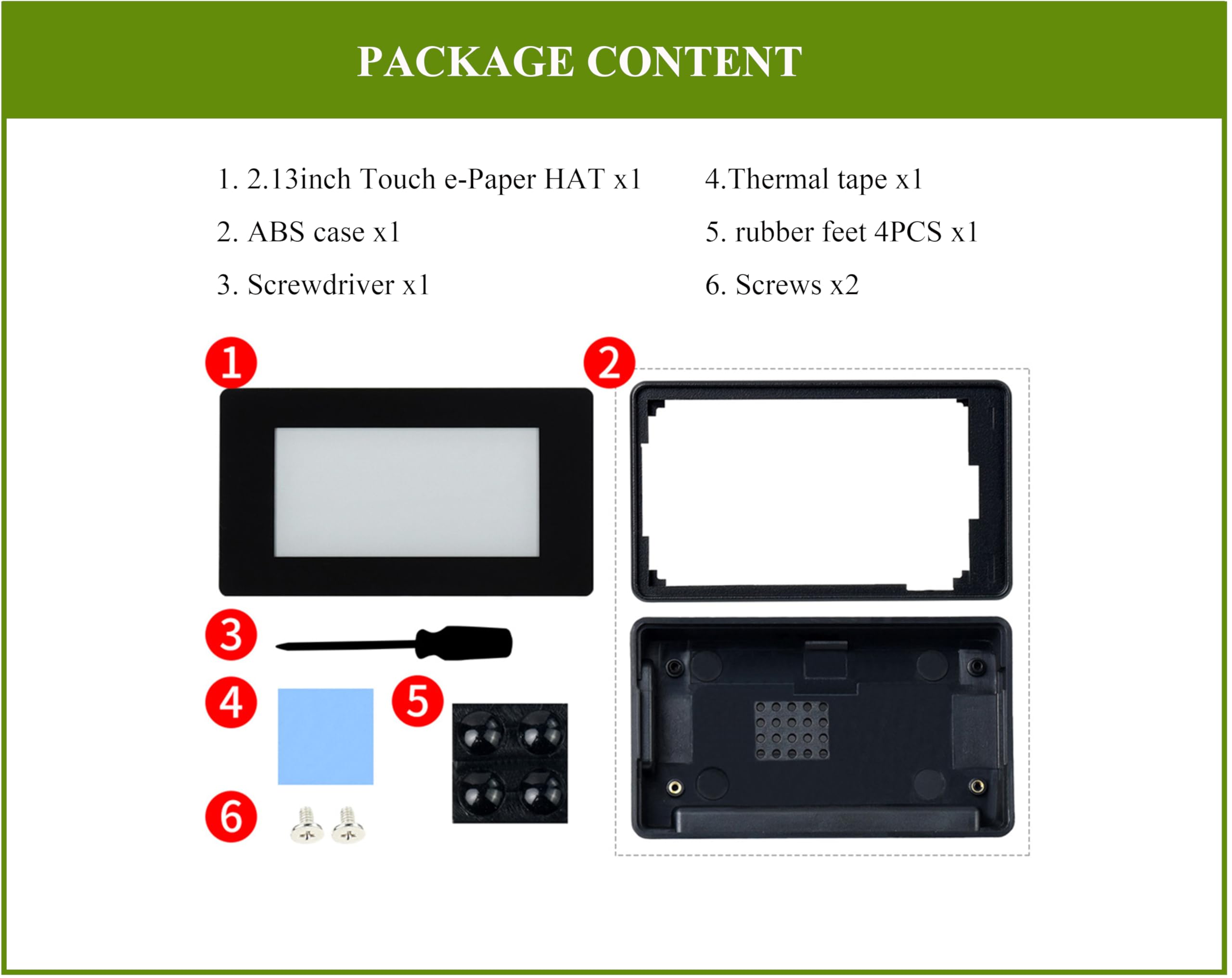 2.13inch Touch e-Paper Display with ABS Case for Raspberry Pi Zero 2 W/Raspberry Pi Zero/Pi Zero W/Pi Zero WH, 250x122 Pixels E-Ink, Paper-Like Effect Support Partial Refresh