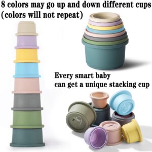 ZZYFGH Stacking Cups Toy for Baby, 8Pcs Nesting Cups with Pattern Fun Educational Montessori Gifts Cups Toys for Toddler 1-3