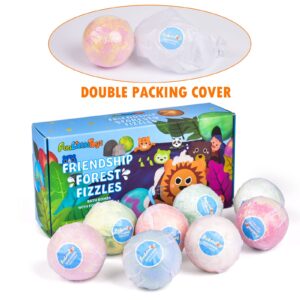 Fun Little Toys Bath Bombs for Kids with Toys Inside - Set of 8 Organic Bubble Bath Fizzies with Animal Toys. Bubble Bath Fizzies Toys for Kids. Birthday, Easter Basket, Gifts for Kids