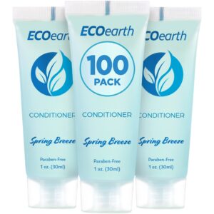 ecoearth travel size conditioner (1 fl oz, 100 pk, spring breeze), delight your guests with revitalizing and refreshing hotel conditioner, quality small size travel amenities hotel toiletries in bulk