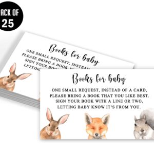 Yuzioey Woodland Baby Shower Invitations, 25 Pack Boy Woodland Invitations Macthing Envelpoes, Diaper Raffle Tickets, Book Request Cards