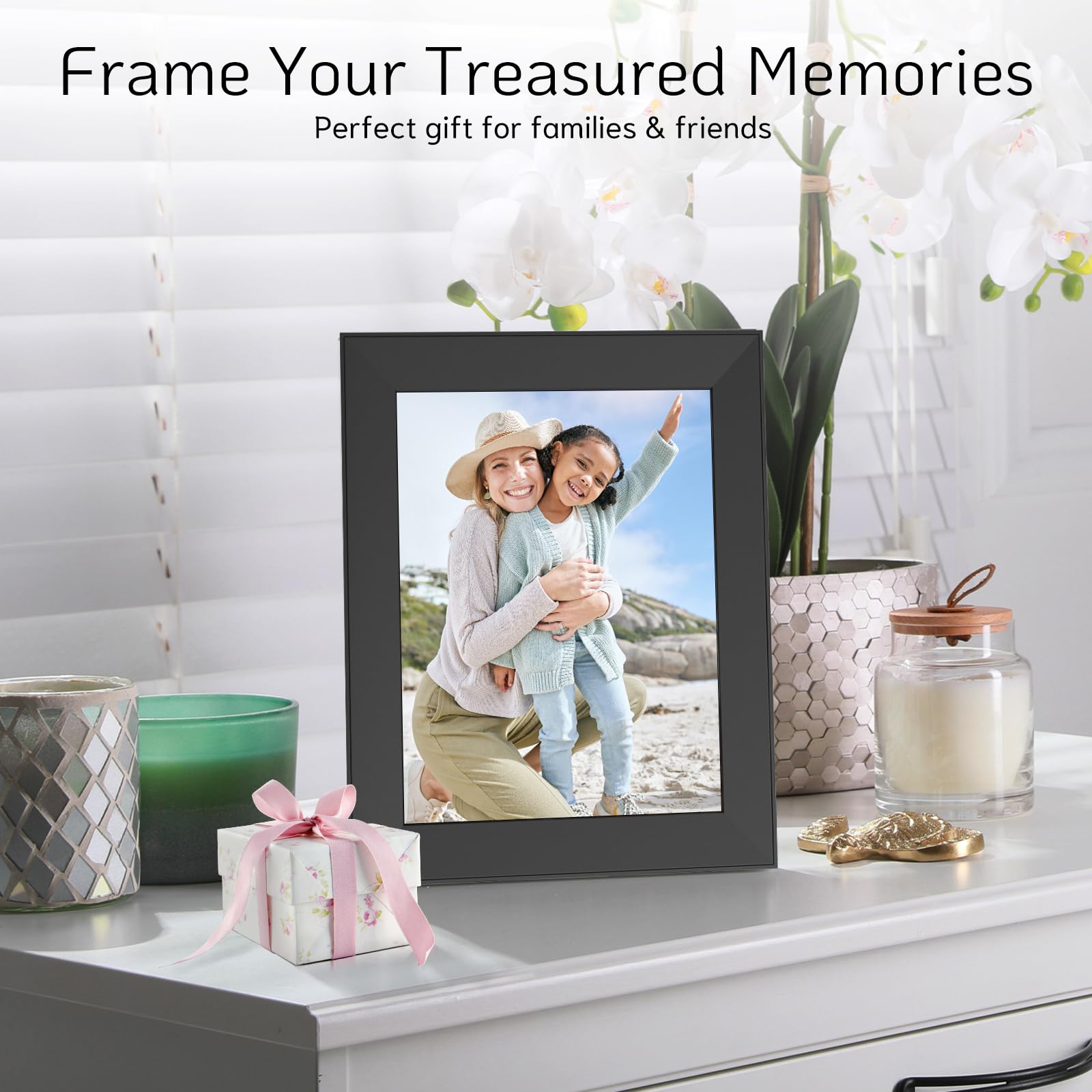 NexFoto Digital Picture Frame Wifi 32GB, Digital Photo Frame with Motion Sensor, Electronic Photo Frame with IPS, Instantly Share Photos Videos via App, Gift for Grandparents