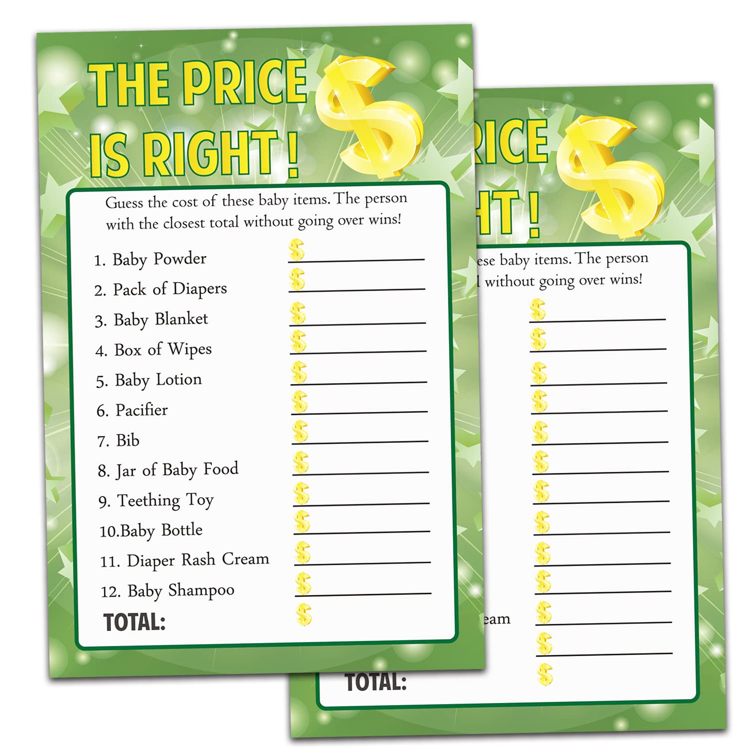 Price Is Right Baby Shower Game - Fun Baby Shower Game - Guess If The Price Is Right Baby Shower Game Ideas For Boys, Girls, or Gender Neutral-Set of 50.