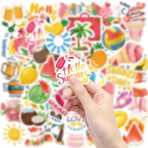 Summer Stickers for Water Bottles Waterproof Vinyl Beach Stickers for Kids Tropical Hawaiian Decals for Laptop Envelope Seals 100Pcs