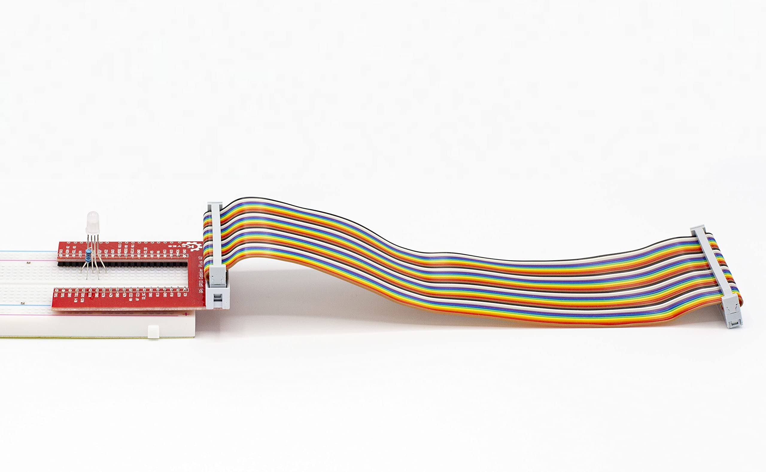 VGE Raspberry PI GPIO Breakout U-Type Expansion Board, Assembled + Ribbon Cable + Mini Bread Board, 40-pin Flat Ribbon Cable for Raspberry Pi 4, 3, 2, B and B+ (U-Type Breakout + Mini Bread Board)