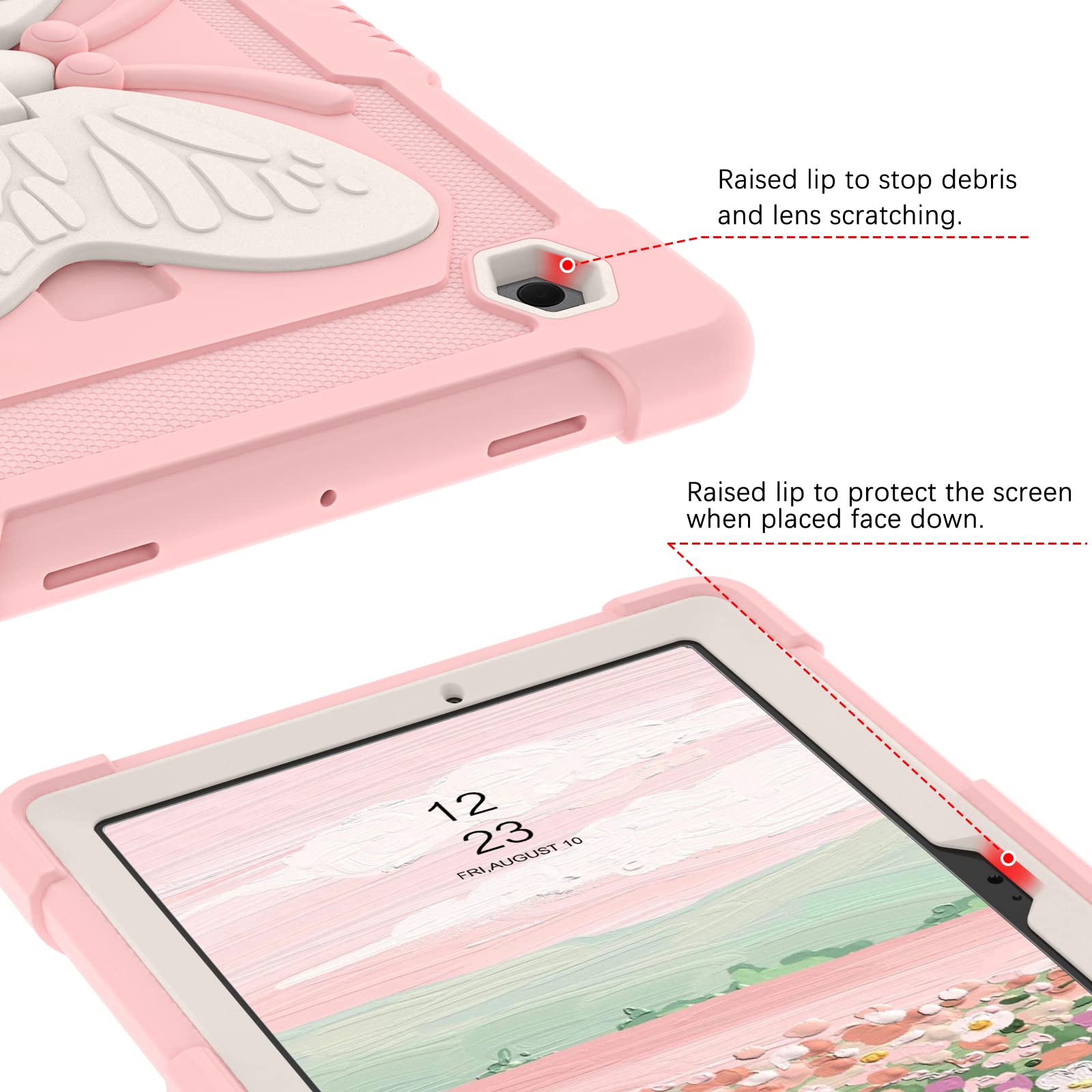 YINLAI for Galaxy Tab A8 10.5 Case,Samsung Galaxy Tab A8 Case Kid Girl Women Children Butterfly Kickstand Shockproof Protective Tablet Cover for Samsung Tab A8 10.5 inch 2022 [SM-X200/X205/X207],Pink