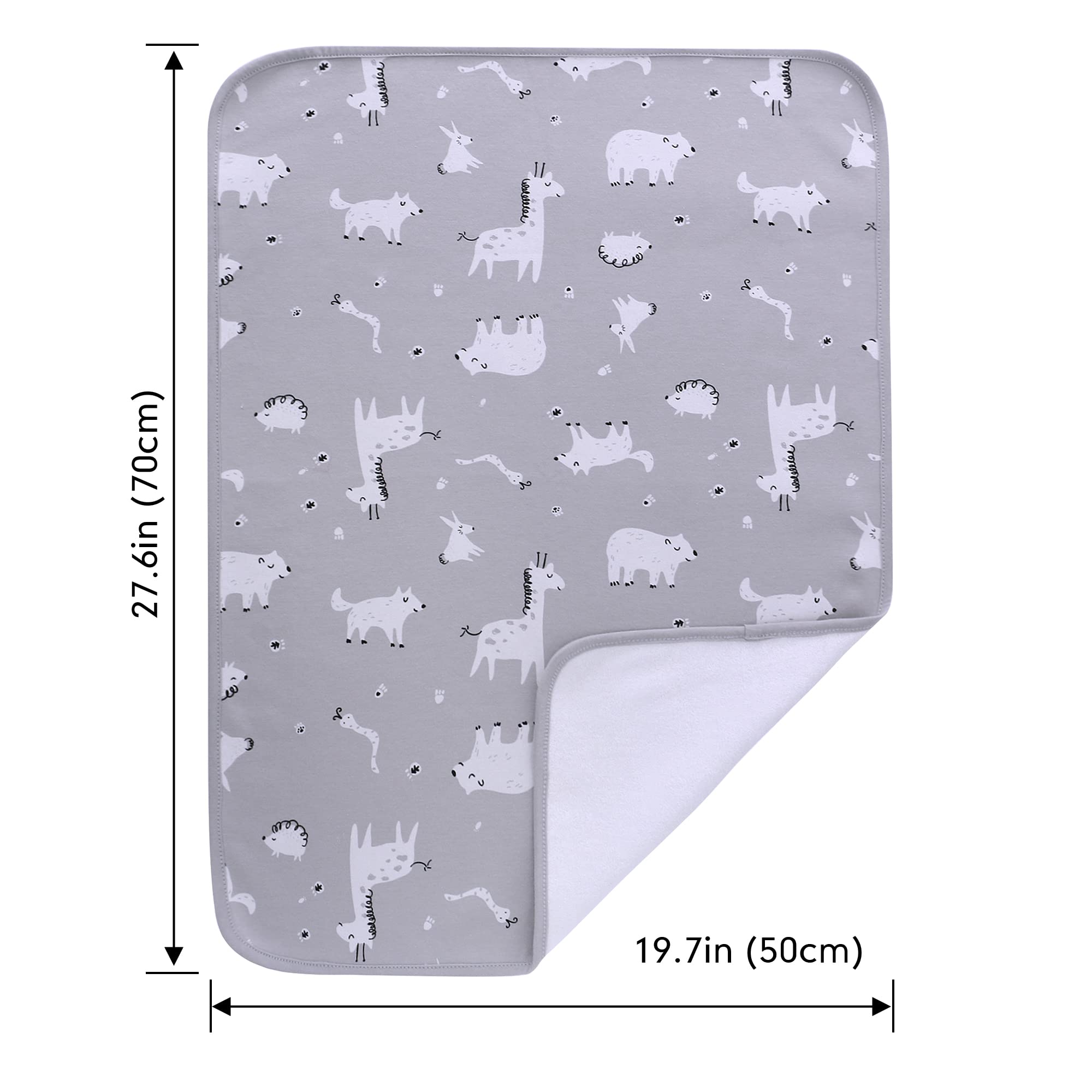 2Pcs Diaper Changing Pad Soft Cotton Waterproof Baby Changing Pad Liners Portable Changing Mat (L, White)