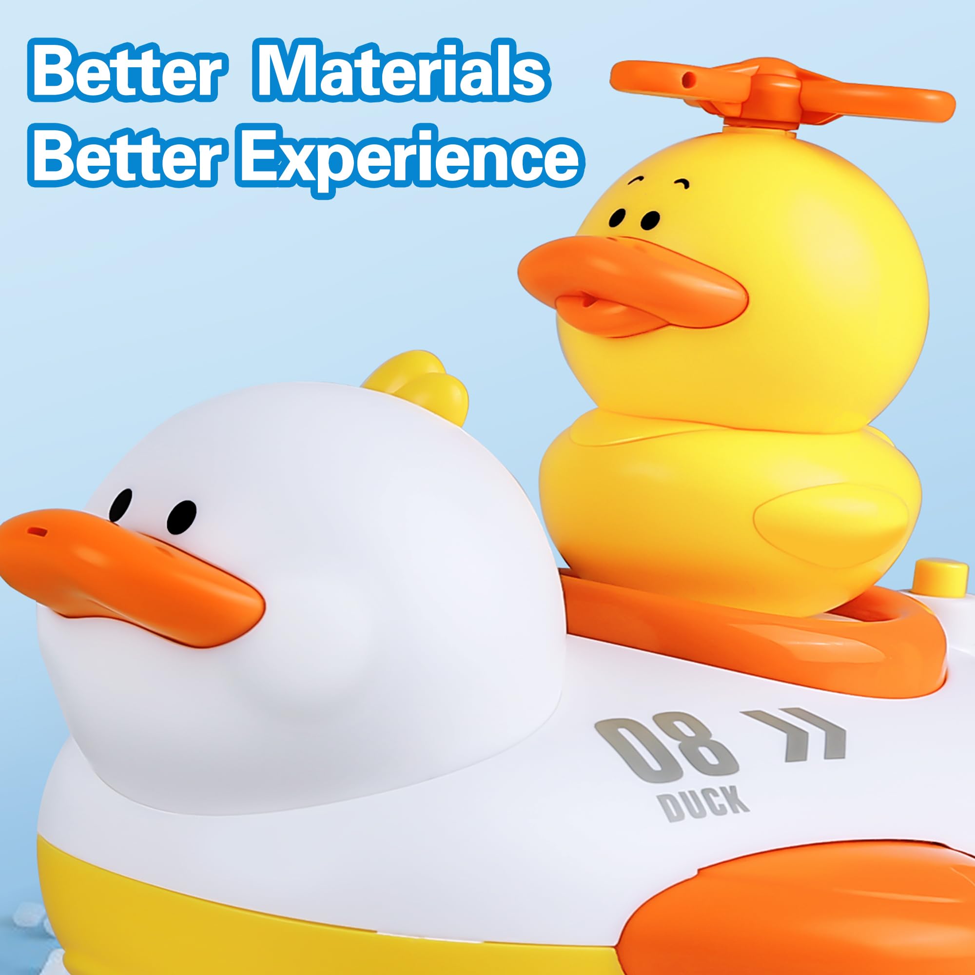 iPlay, iLearn Duck Bath Toy for Toddlers 1-3, Baby Electric Bathtub Water Spray Toy, Infant Fun Bathtime W/ 4 Shower Head Wind up Swim Duck, Stocking Gifts 12 18 Month 1 2 3 4 Year Old Kids Boys Girls