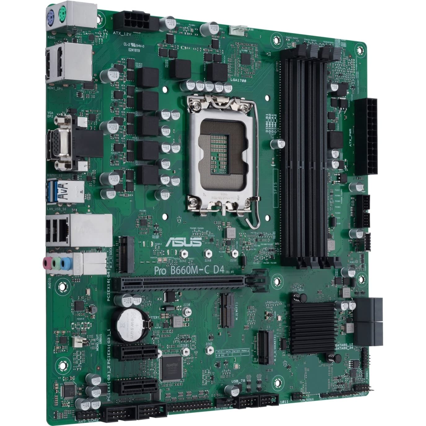 ASUS Pro B660M-C D4-CSM LGA 1700(Intel 12th Gen) Micro-ATX Commercial Motherboard (PCIe 4.0, DDR4,2xM.2 Slots,Front USB 3.2 Type-C,TPM 2.0 IC onboard,Mono-Out Header(with Amp IC), SMBUS Header,ACCE)