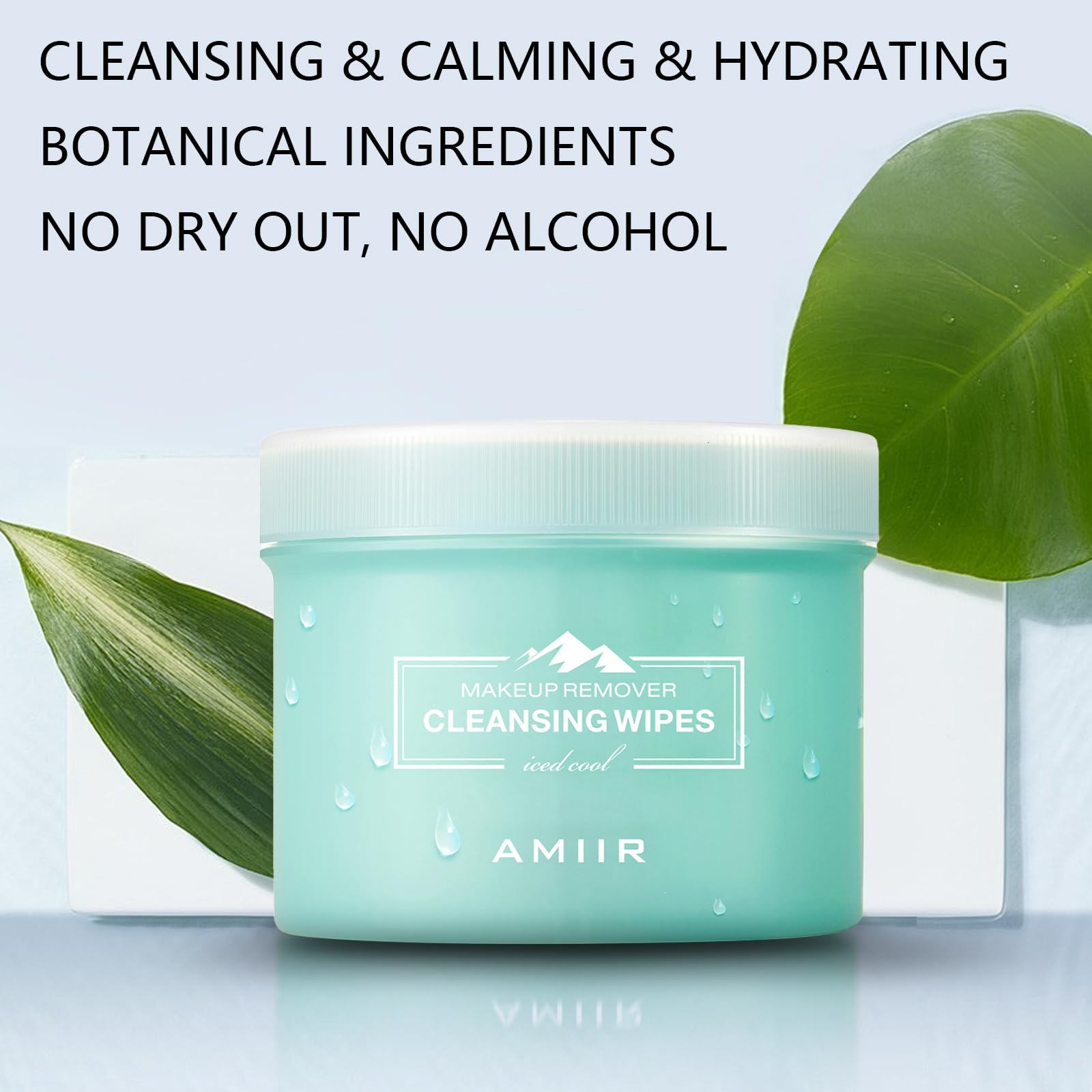 AMIIR 100's Jar Pre-Moistened Face Makeup Remover Wipes Sensitive Skin All-In-One Facial Cleansing Hydrating NO-DRY-OUT Gentle Alcohol-Free, 1 Jar