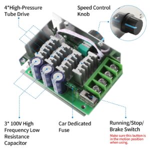 DC Motor Speed Controller PWM Controller, Enmja 7-70V 30A Adjustable PWM Motor Speed Regulator 12V 24V 36V 48V