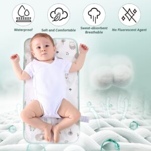 2Pcs Diaper Changing Pad Soft Cotton Waterproof Baby Changing Pad Liners Portable Changing Mat (L, White)