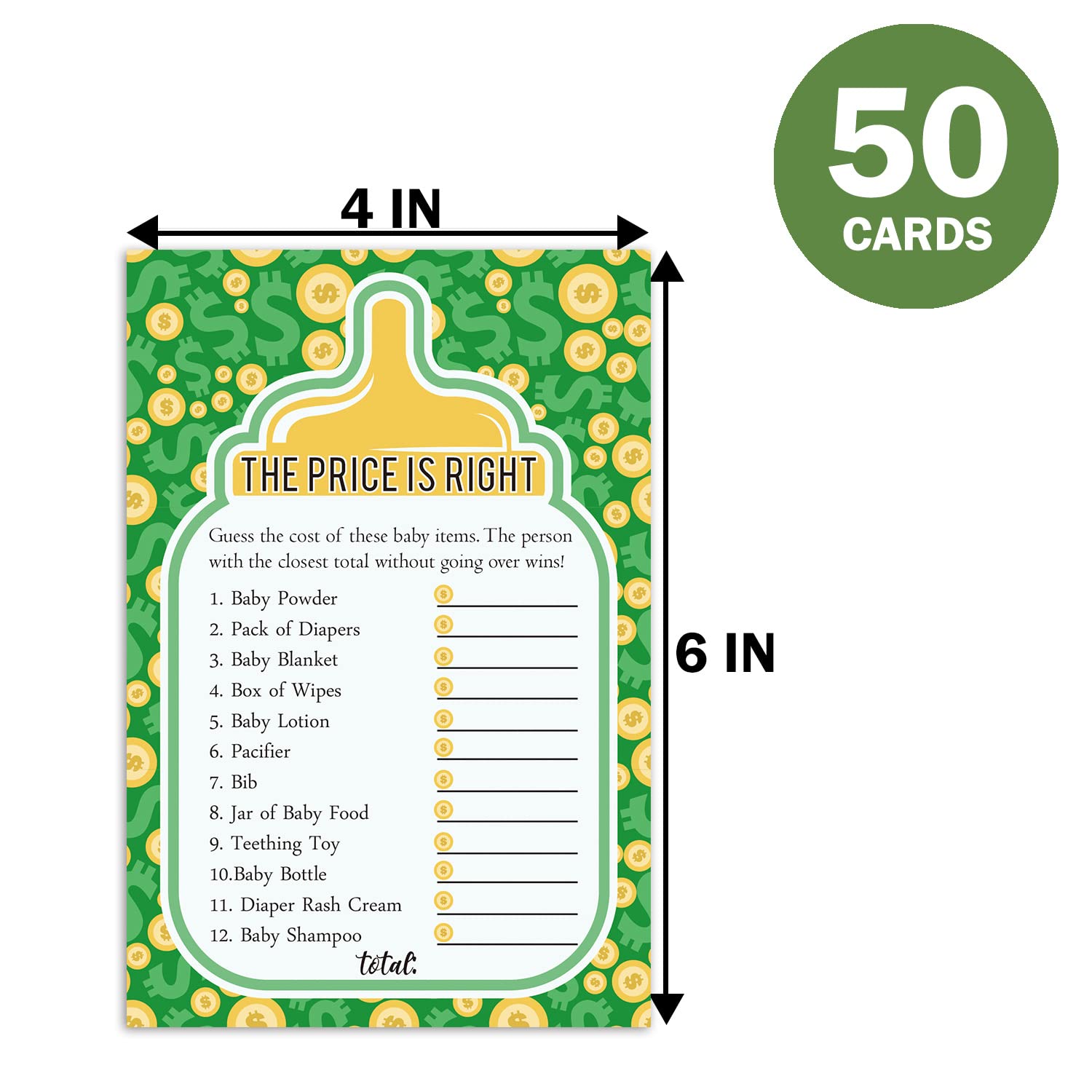 Price Is Right Baby Shower Game - Fun Baby Shower Game - Guess If The Price Is Right Baby Shower Game Ideas For Boys, Girls, or Gender Neutral-Set of 50.