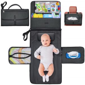 gimars portable baby changing pad, 27.5 * 14 inchs travel diaper changing pad,waterproof & easily cleanable detachable portable diaper changing mat kit, baby shower gifts, newborns essentials