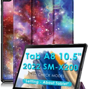 DETUOSI Slim Case for Samsung Galaxy Tab A8 10.5" 2022 (SM-X200/X205/X207), Galaxy Tab A8 10.5 inch Tablet Cover, Auto Sleep/Wake, Tri-fold Folio Flip Leather Book Cover Shell Magnetic Stand Milky way