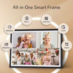 NexFoto Large 14 Inch Smart 3K Digital Picture Frame 32GB, 2.4GHz/5GHz Dual-Band Digital Photo Frame with IPS Touch Screen, Instantly Share Photos Videos via App or Email, Gift for Grandparents