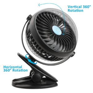 TCJJ Portable Clip on Fan,Rechargeable Stroller Fan With 3 Speeds and Rotatable USB Battery Operated Clip Fan for Car Seat Crib Stroller Bike Treadmill Office.