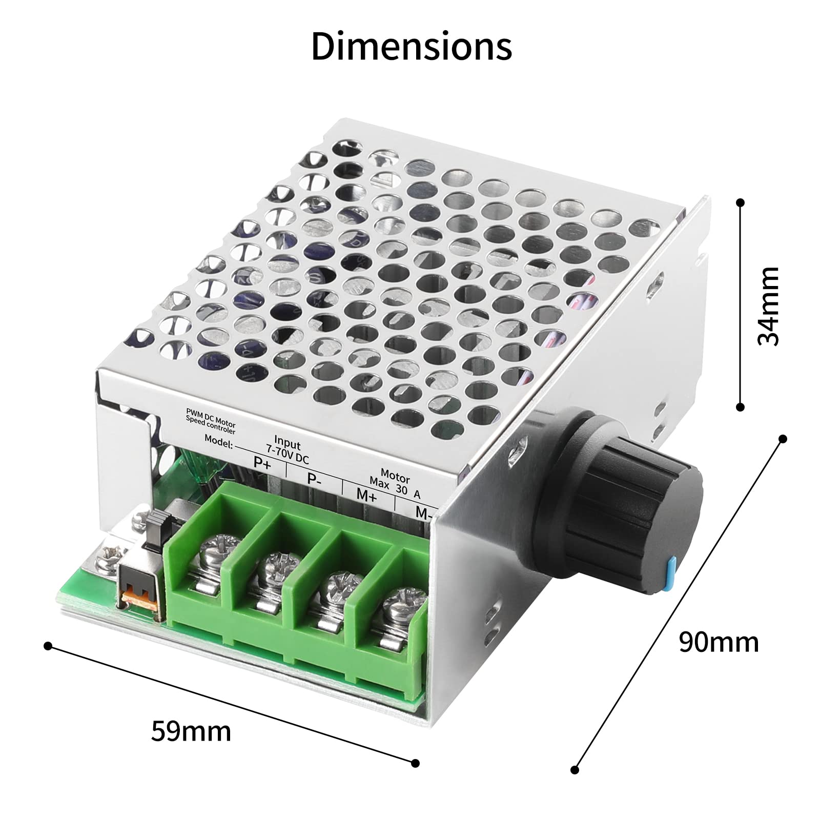 DC Motor Speed Controller PWM Controller, Enmja 7-70V 30A Adjustable PWM Motor Speed Regulator 12V 24V 36V 48V