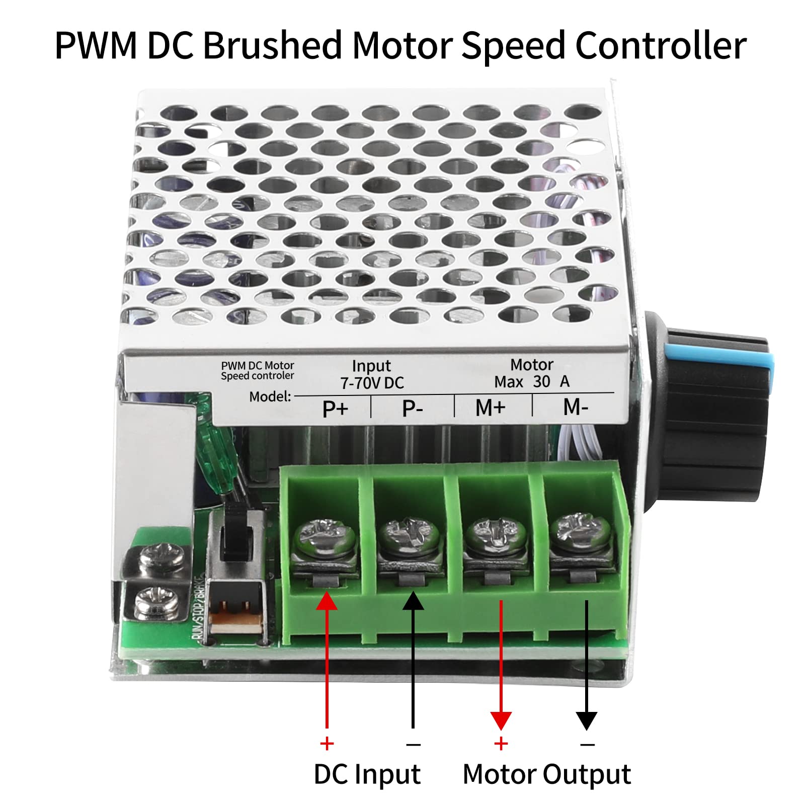 DC Motor Speed Controller PWM Controller, Enmja 7-70V 30A Adjustable PWM Motor Speed Regulator 12V 24V 36V 48V